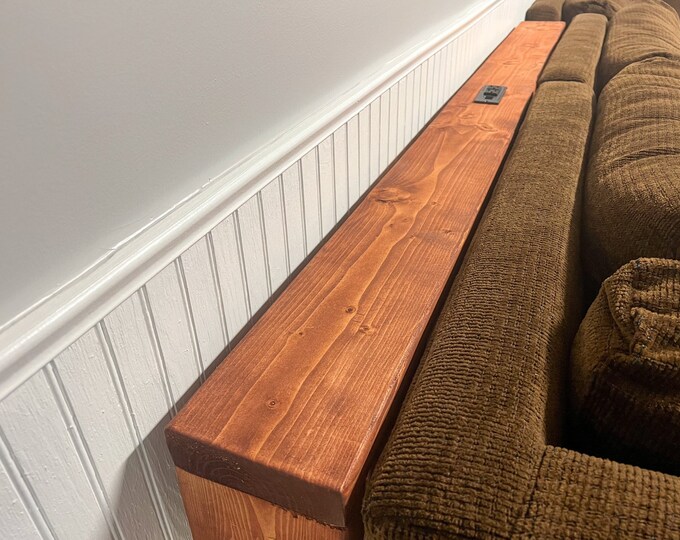 Customizable Narrow Wood Powered Console Table for Behind the Couch ...