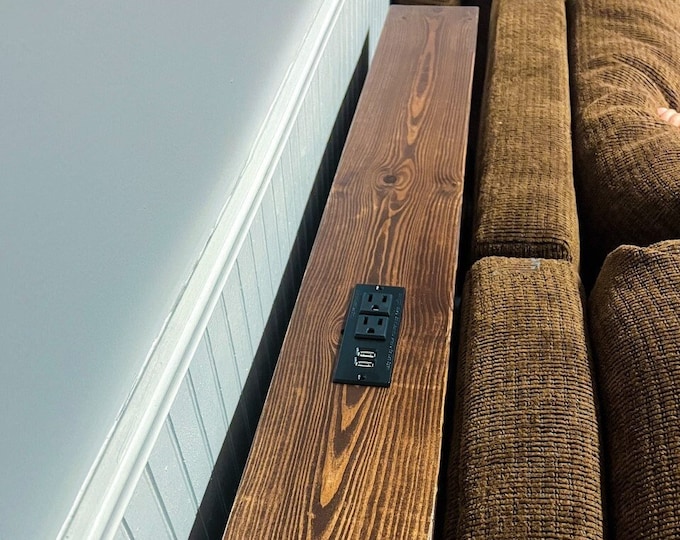 Rustic 5 Inch Wood Console Table With Power Outlets | Behind the Couch ...