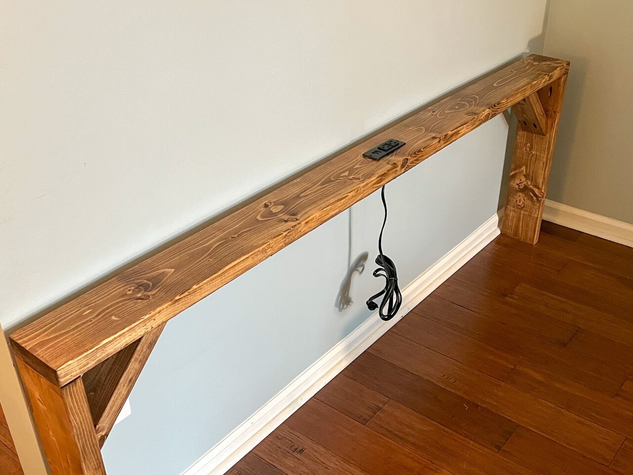 Customizable Narrow Wood Powered Console Table for Behind the - Etsy