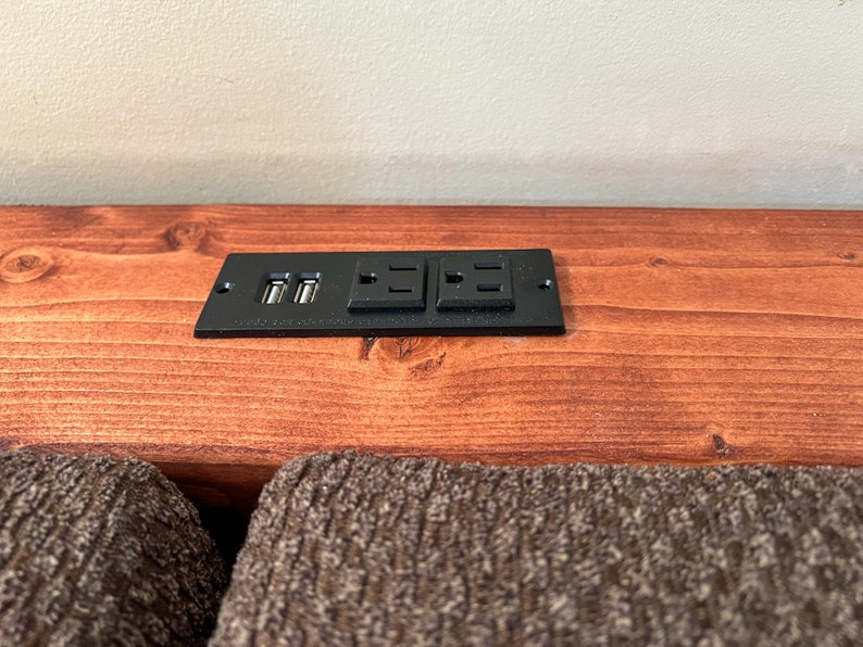 Rustic 5 Inch Wood Console Table With Power Outlets Behind - Etsy