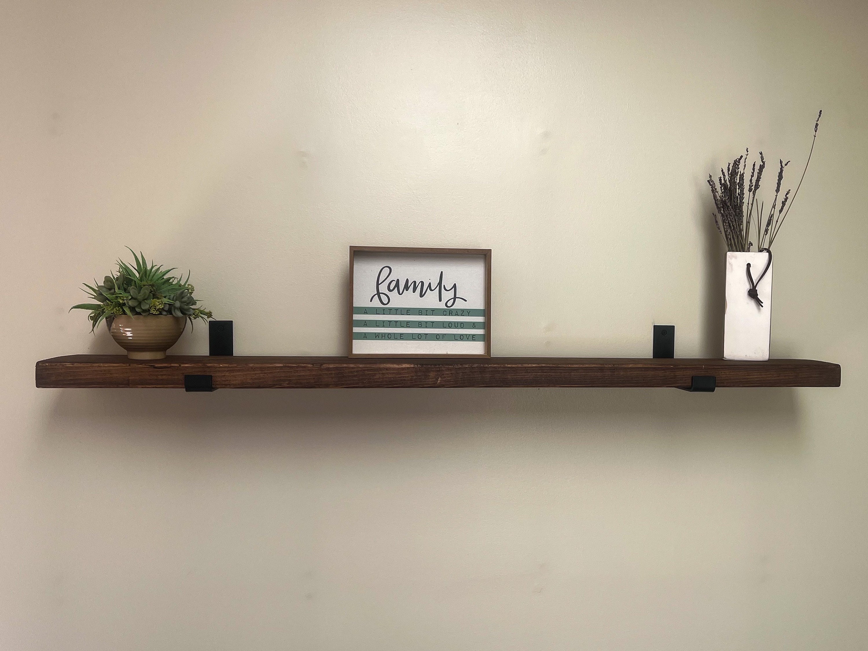 Rustic Wood Shelf With Brackets Farmhouse Shelf for Wall - Etsy