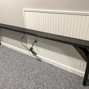 Customizable Narrow Wood Powered Console Table for Behind the Couch ...