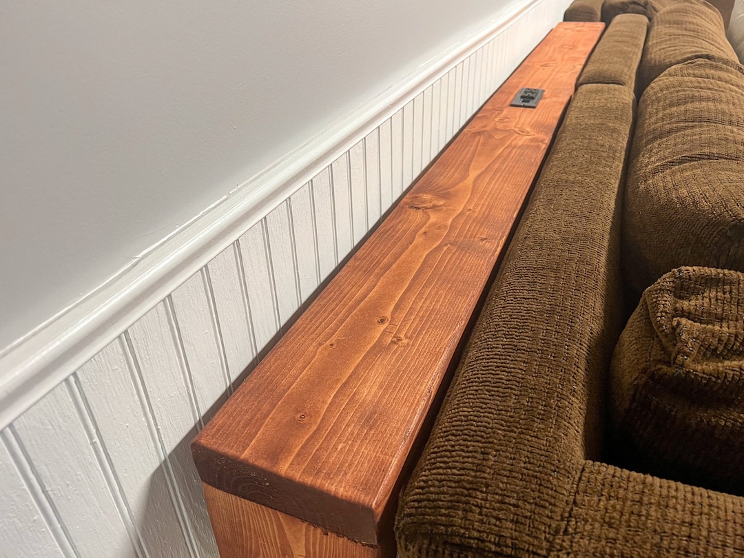 Customizable Narrow Wood Powered Console Table for Behind the Couch ...