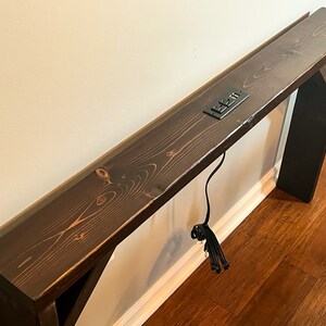 Custom Size Wood Powered Sofa Table With Built in Outlet Fast Charger ...