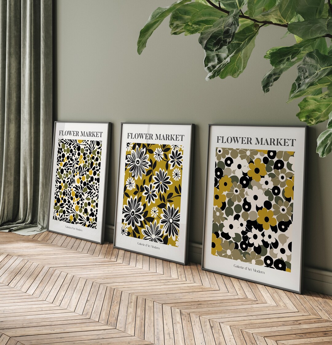 Set of 3 Botanical Wall Art, Boho Home Decor, Bohemian Poster Print ...