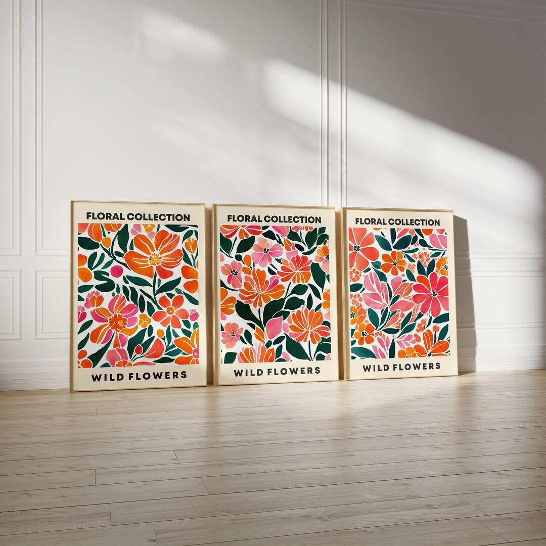 Set of 3 Botanical Wall Print, Boho Home Decor, Bohemian Poster Art ...