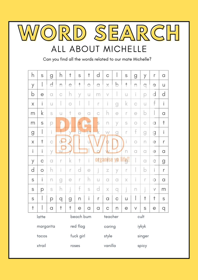 CUSTOM WORDSEARCH POSTER - Etsy