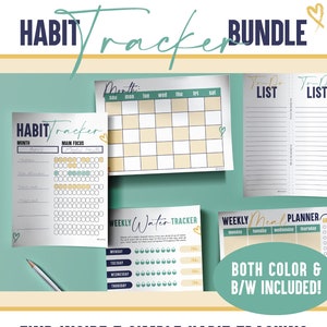 Printable Habit Tracking Worksheet Bundle - Etsy