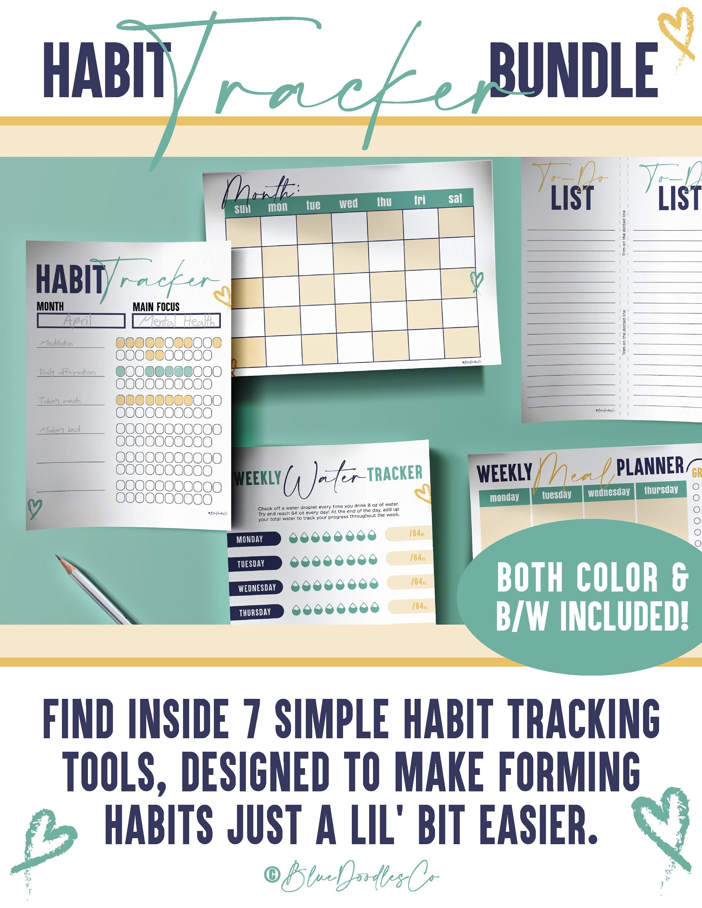 Printable Habit Tracking Worksheet Bundle - Etsy