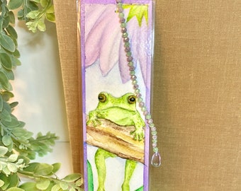 Hand Painted Bookmark, Watercolor Art, Frog Gift, Bird Gift, Animal ...