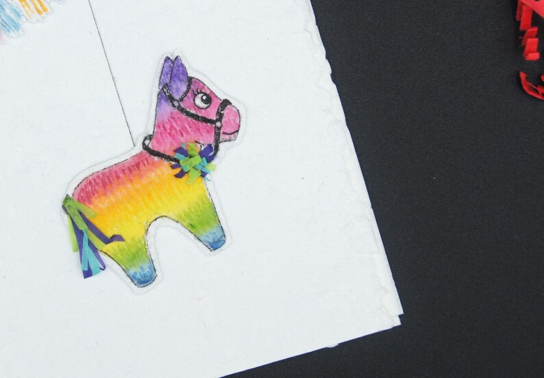 Hand Painted Piñata Birthday Card on Handmade Paper - Etsy