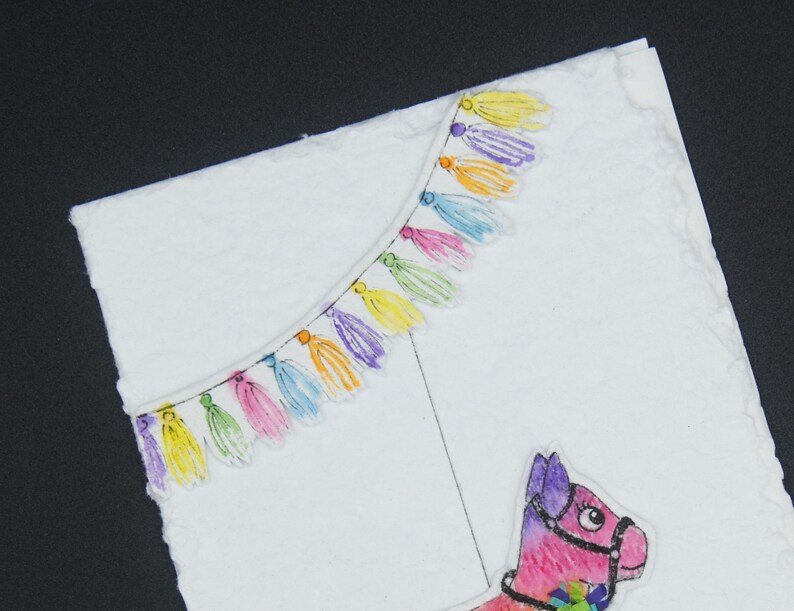 Hand Painted Piñata Birthday Card on Handmade Paper - Etsy