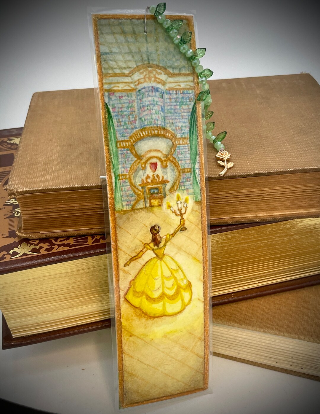Belle Hand Painted Watercolor Bookmark, Beauty and the Beast - Etsy