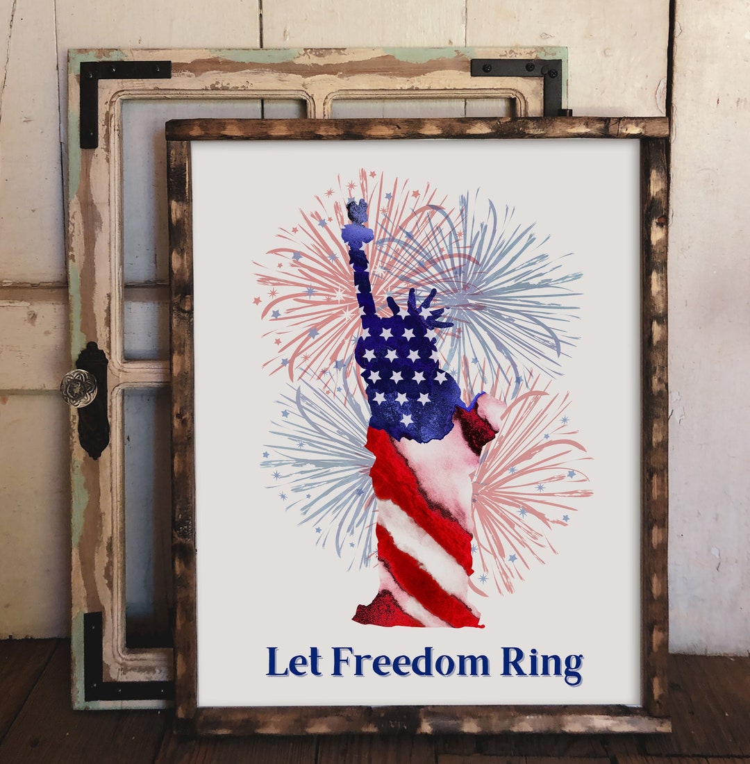 Patriotic 4th of July Statue of Liberty Printable / Flag and ...