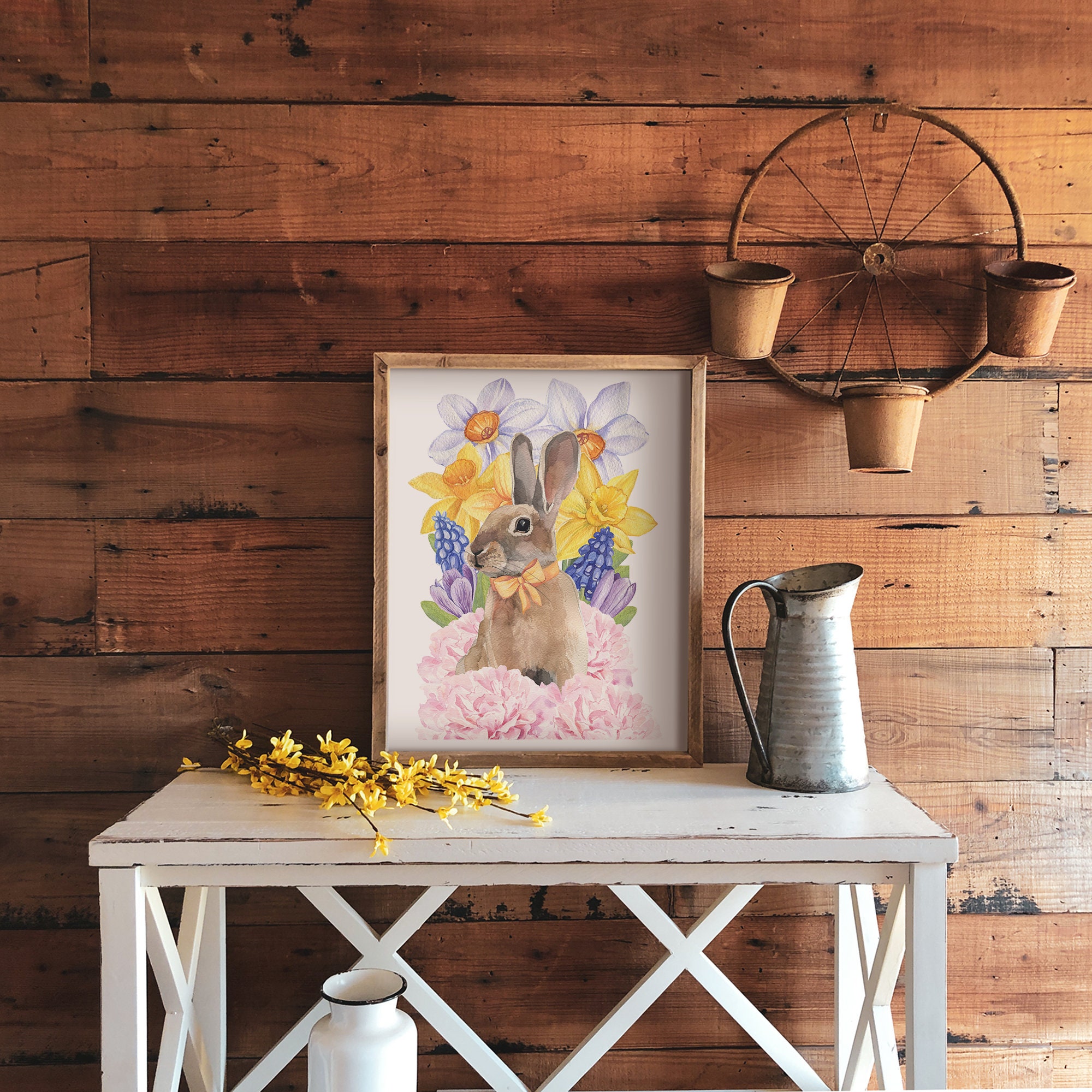 Bunny Sitting in Spring Flowers Printable / Easter and Springtime Décor ...