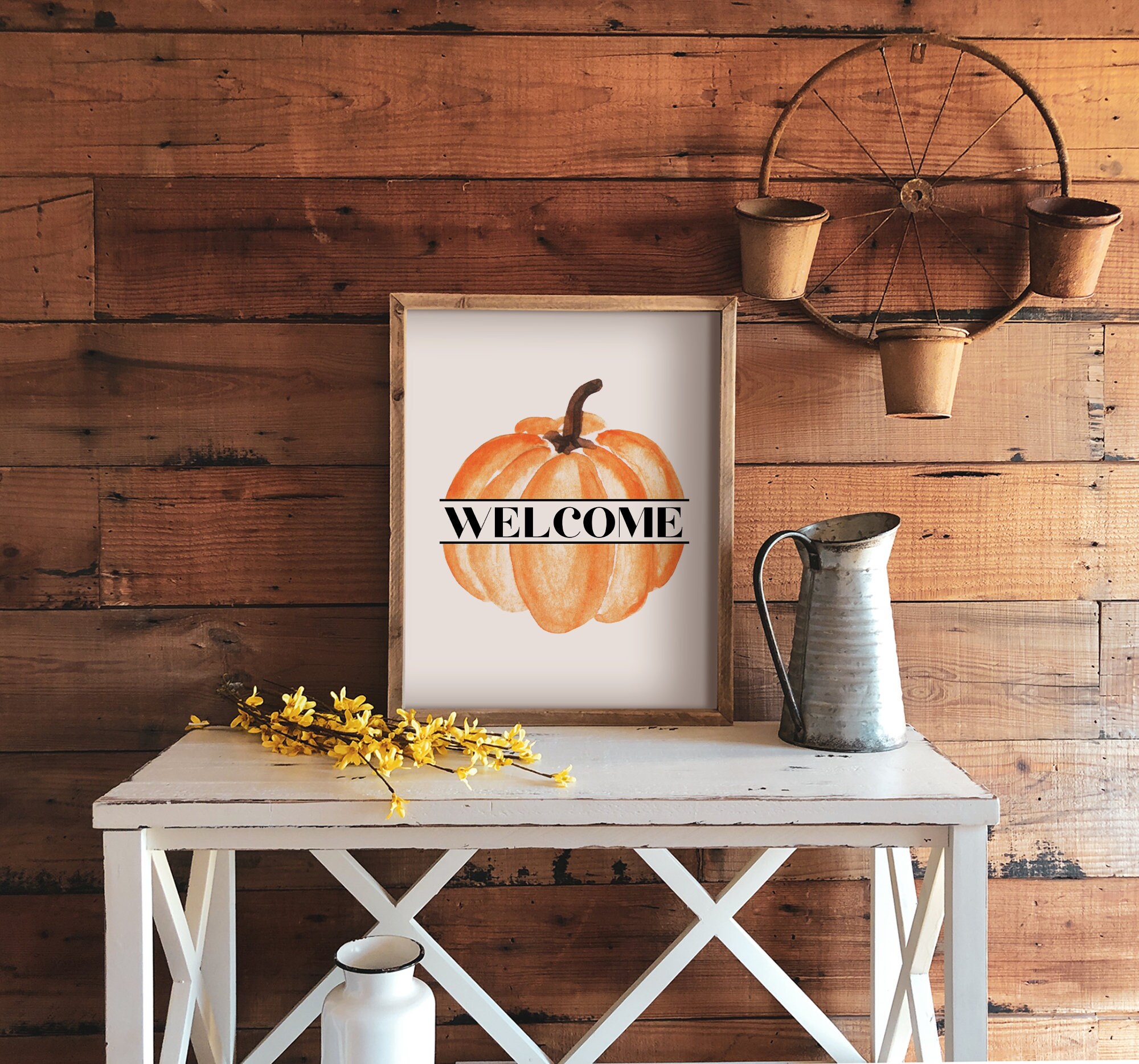 Welcome Orange Pumpkin Sign Printable / Farmhouse Harvest Fall Autumn ...