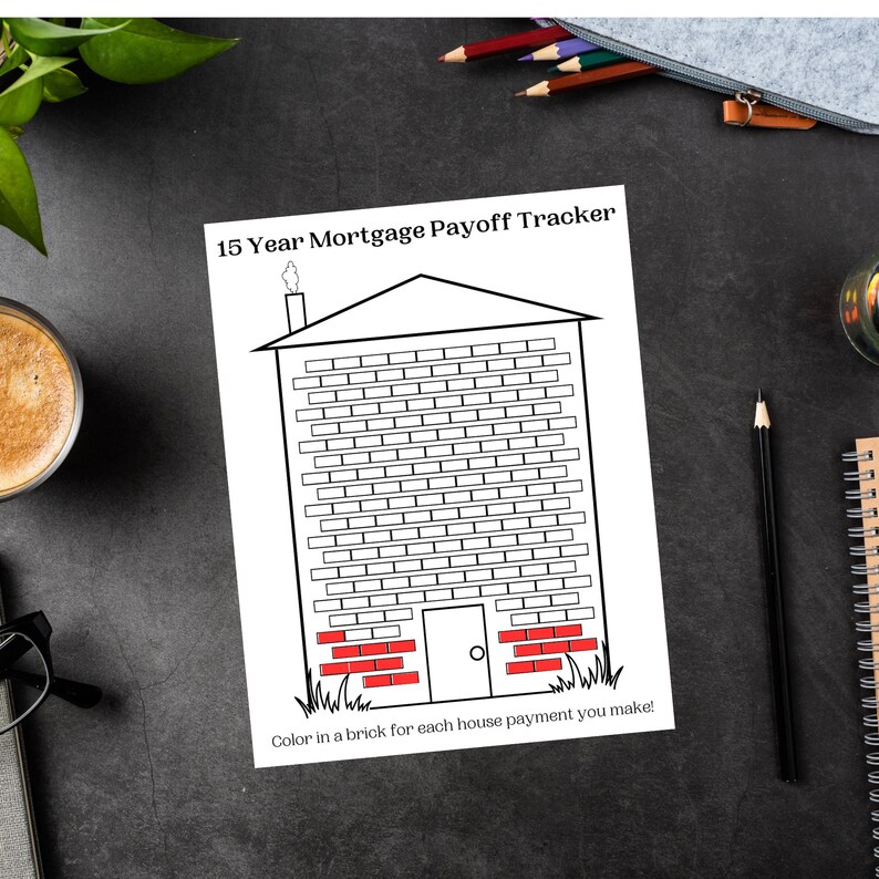 15 Year Mortgage Payoff Tracker Coloring Page / Pay Off, Debt Tracker ...