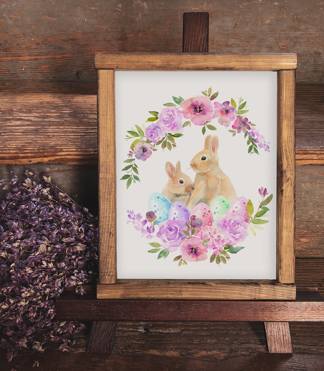 Spring Easter Bunny and Easter Egg Wreath Printable / Easter and ...