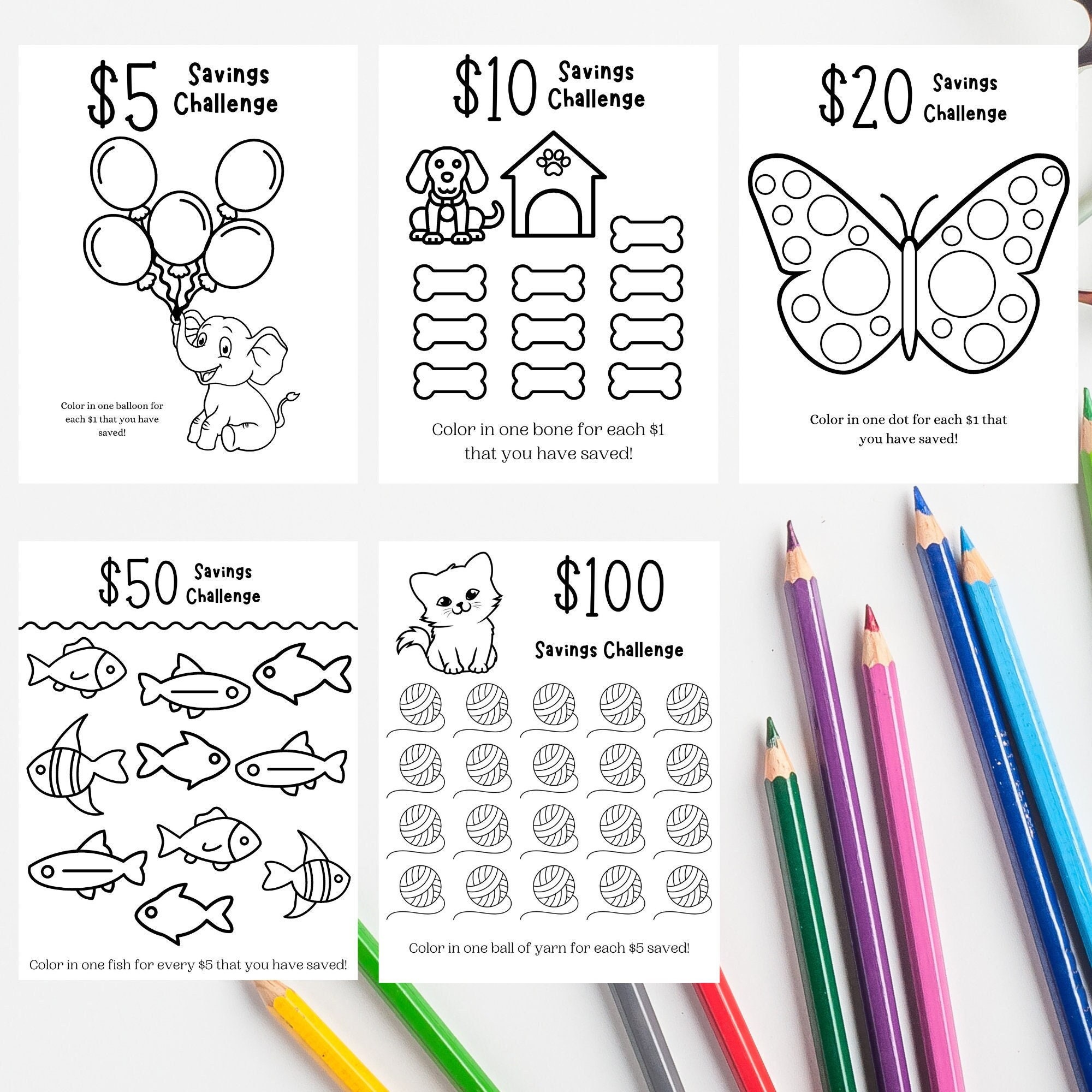 Fun Learning Money Saving Tracker Coloring Pages for Kids Children ...