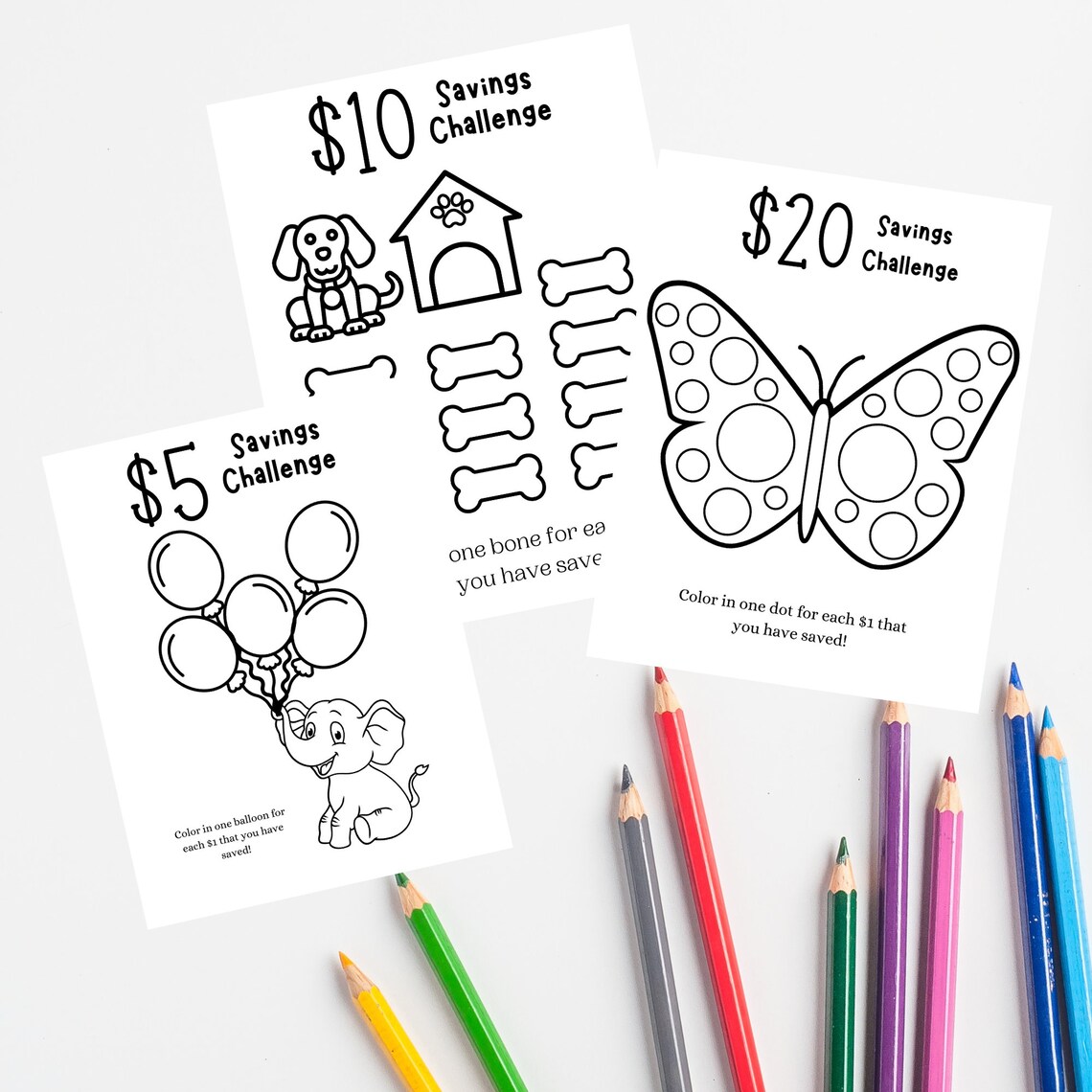 Fun Learning Money Saving Tracker Coloring Pages for Kids Children ...