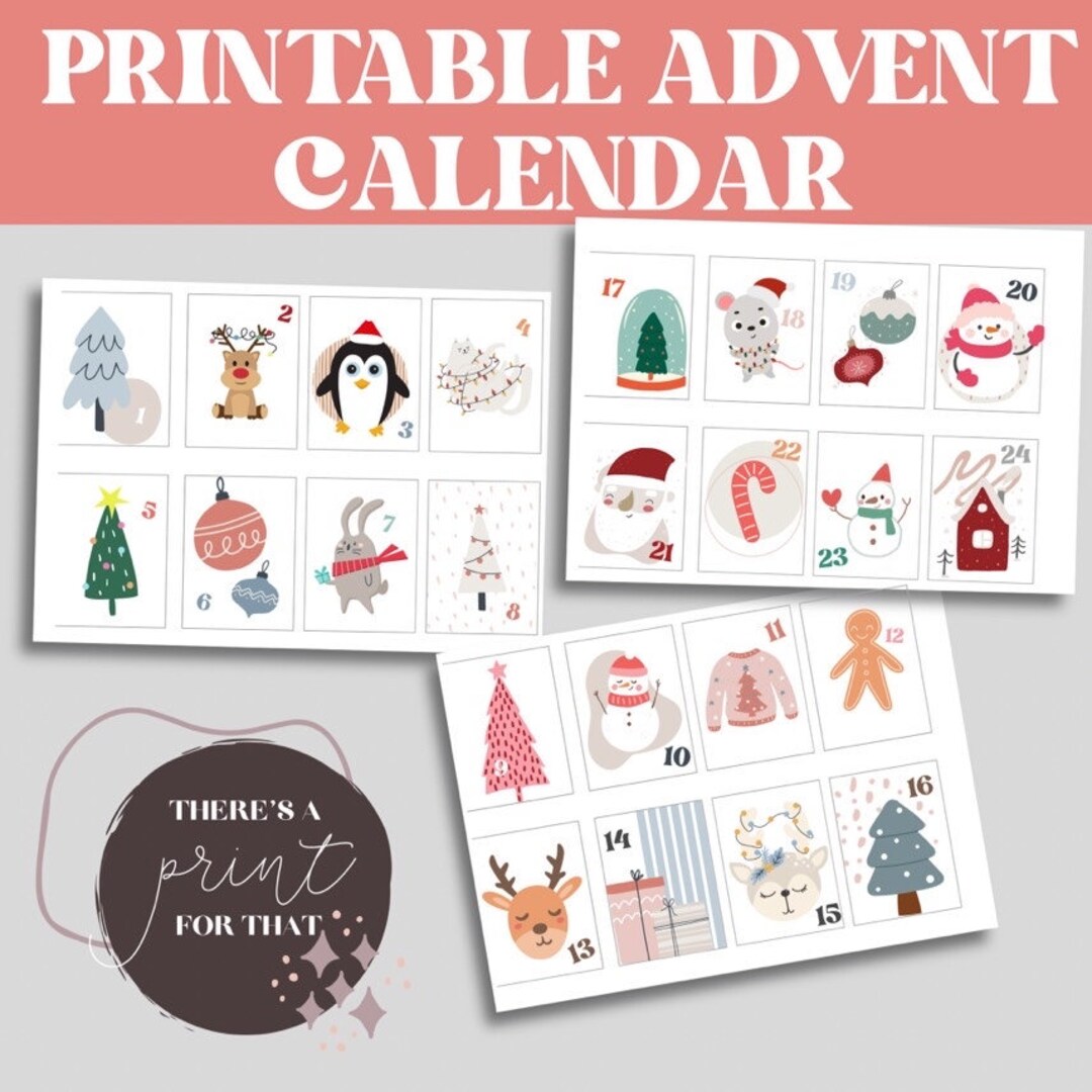 Advent Calendar Printable, Cute Christmas Advent Calendar, Fun ...