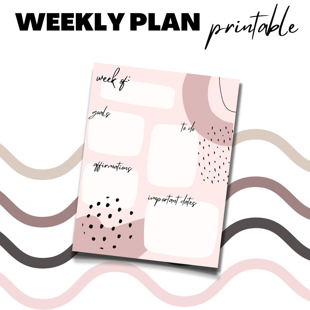 Weekly Planner Pink Planner Printable Digital Planner Boho - Etsy