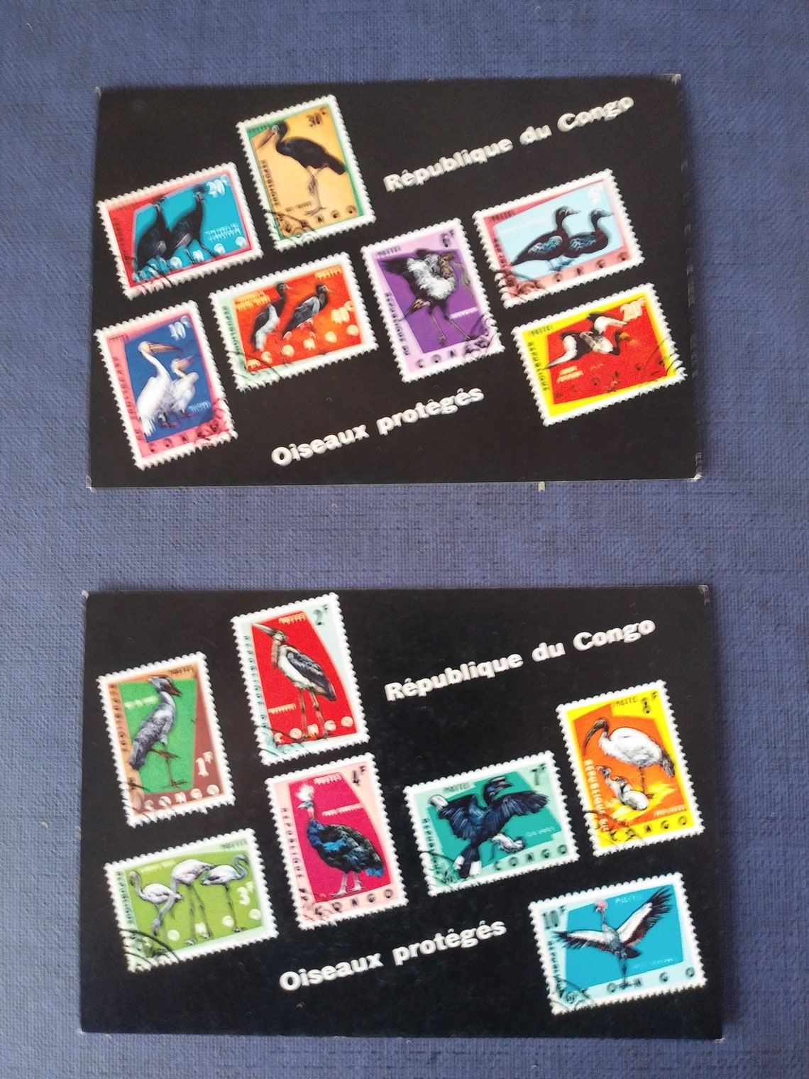 Congo Collectible Stamps on 9 Postcards Complete Set ! African Stamps ...