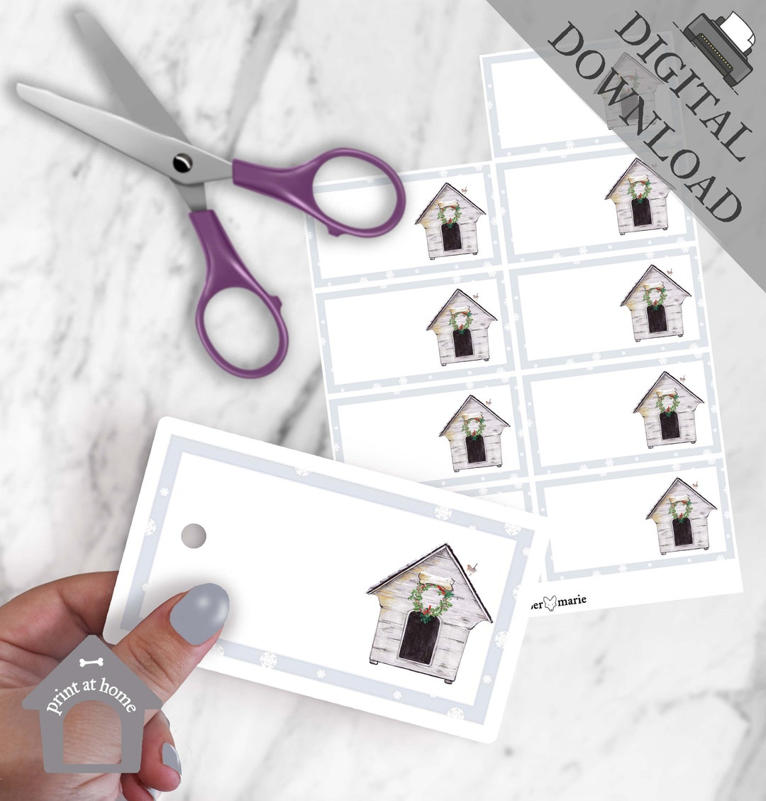 Dog Kennel Printable Digital Christmas Gift Tag Set of Ten Christmas ...