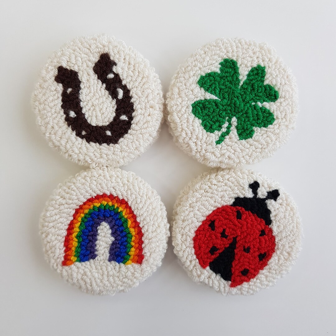 Punch Needle Car Coasters Set of 2 Car Coaster New Car Gift - Etsy