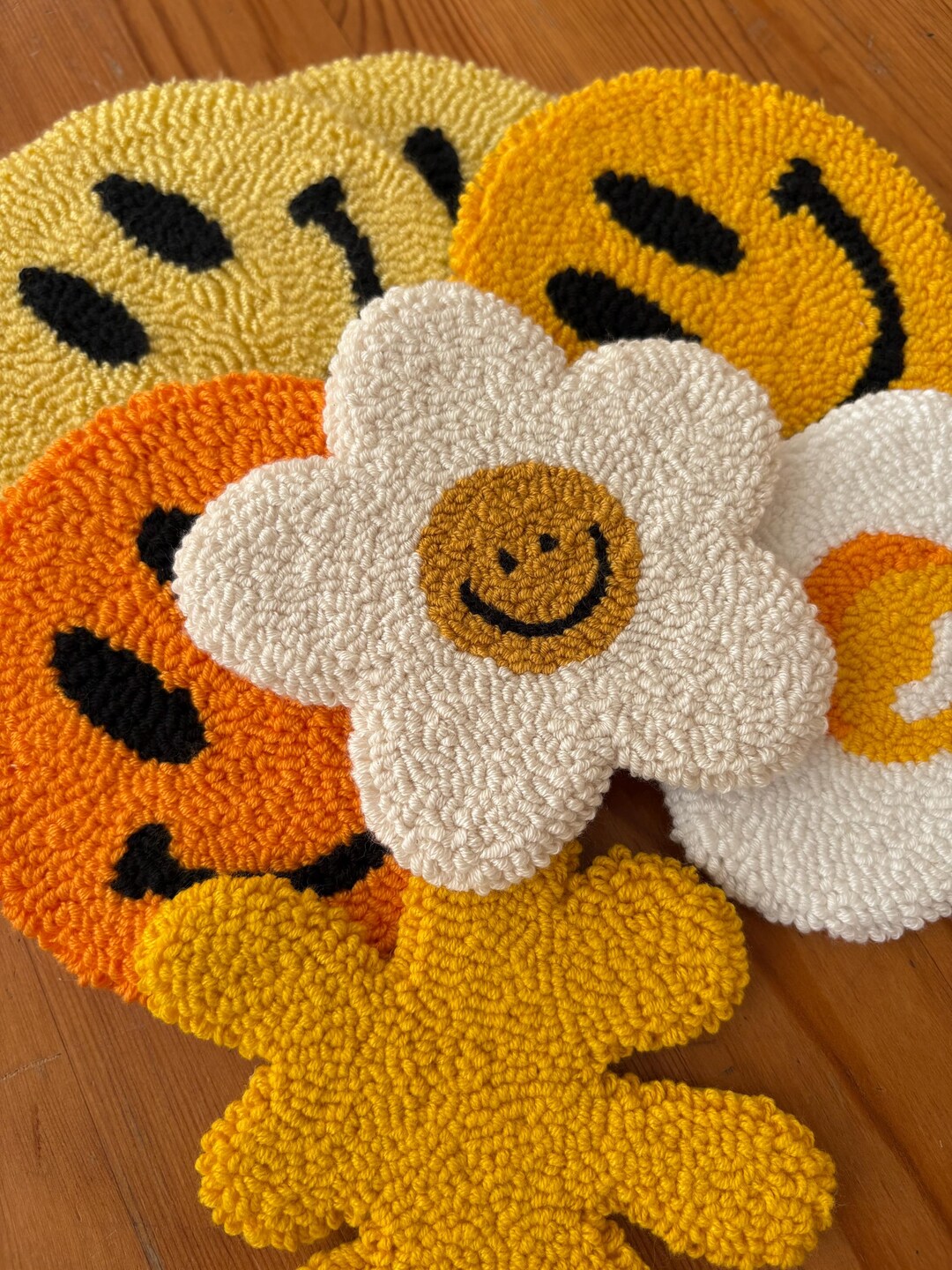 Handmade Smiley Face Punch Needle Coaster, Fun Home Decor - Etsy