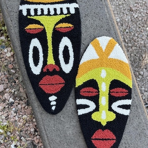 Handmade Punch Needle Tiki Mask, African Tribal Mask, Ethnic Wall Decor ...