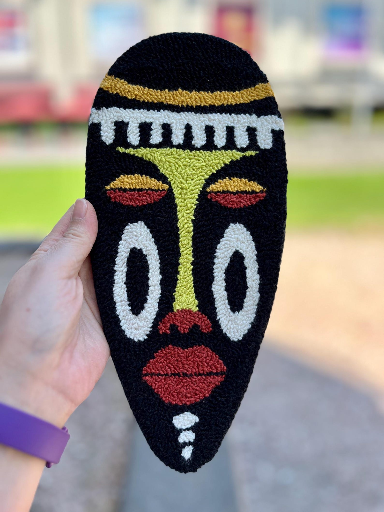 Handmade Punch Needle Tiki Mask, African Tribal Mask, Ethnic Wall Decor ...