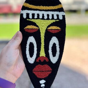 Handmade Punch Needle Tiki Mask: Cotton African Tribal Decor - Etsy