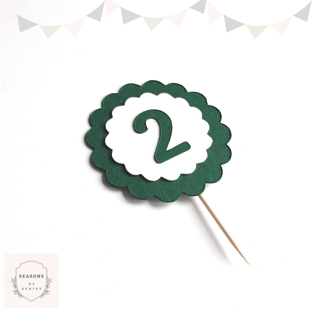 Birthday Party Cupcake Toppers, Scalloped Cardstock, Personalized Age ...