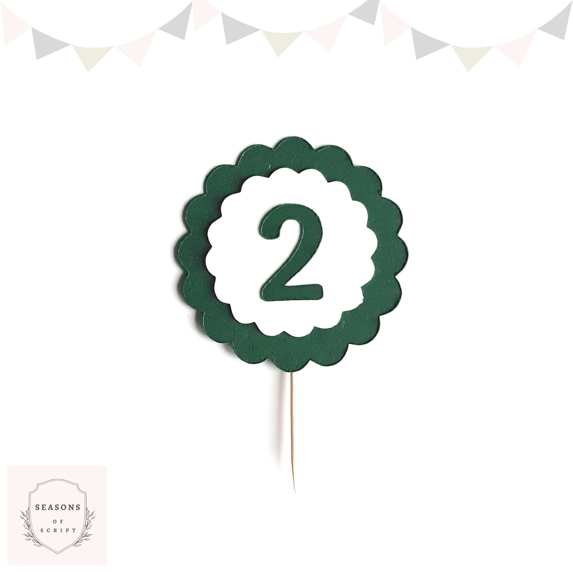 Birthday Party Cupcake Toppers, Scalloped Cardstock, Personalized Age ...