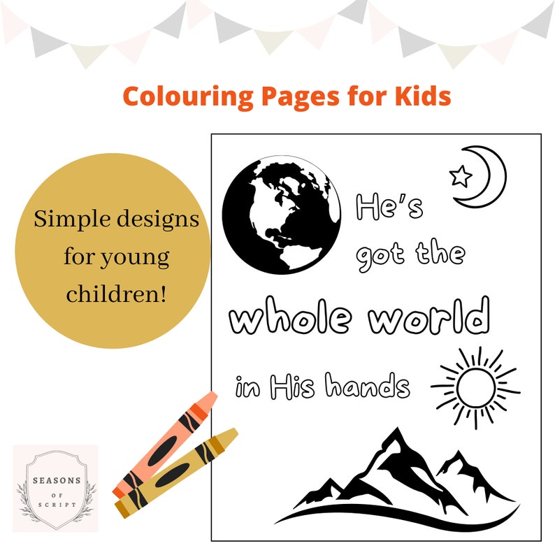 Bible & Song Colouring Pages for Young Kids - 6 Sheets - Etsy