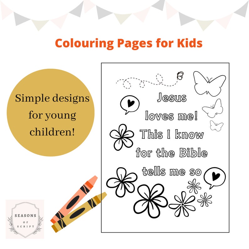Bible Songs Colouring Pages for Young Kids - 6 Sheets - Etsy