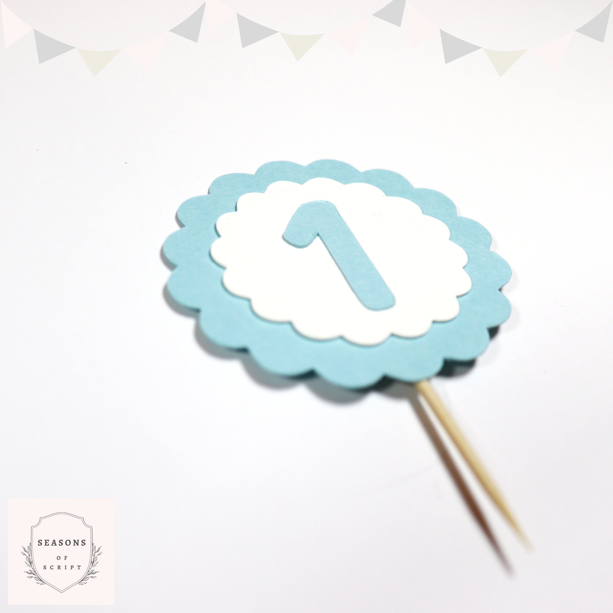 Birthday Party Cupcake Toppers, Scalloped Cardstock, Personalized Age ...