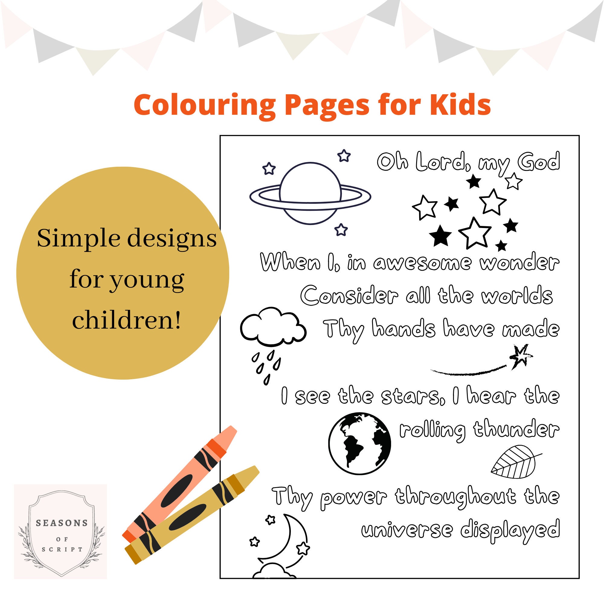 Christian Song Colouring Pages for Young Kids 2 Sheets - Etsy