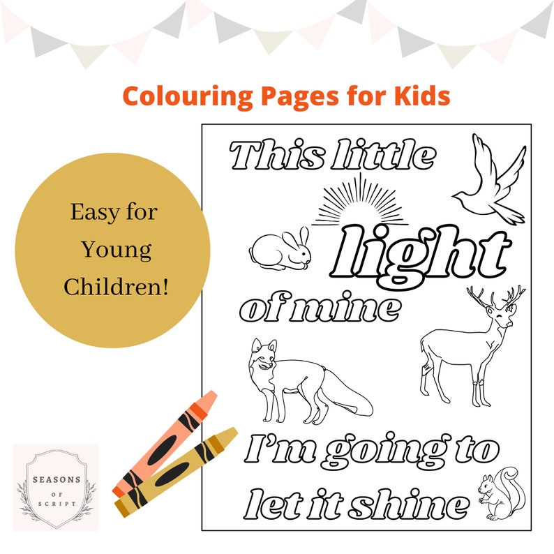 Bible & Song Colouring Pages for Young Kids - 6 Sheets - Etsy