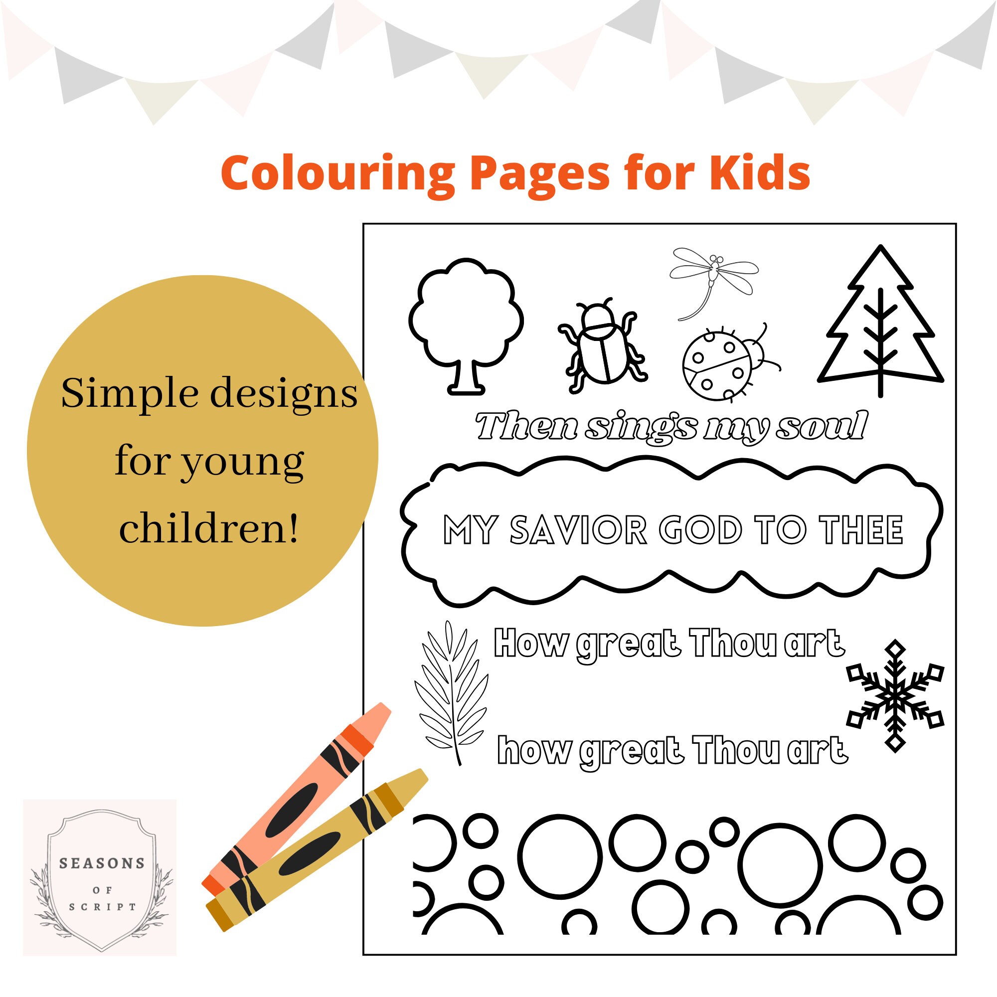 Christian Song Colouring Pages for Young Kids - 2 Sheets - Etsy