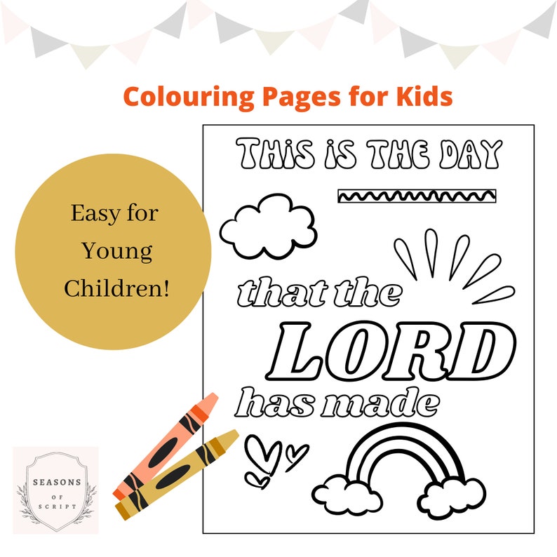 Bible & Song Colouring Pages for Young Kids - 6 Sheets - Etsy
