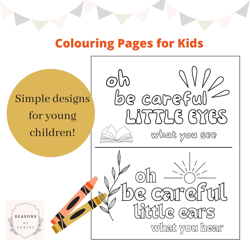 Christian Song Colouring Pages for Young Kids 3 Sheets - Etsy