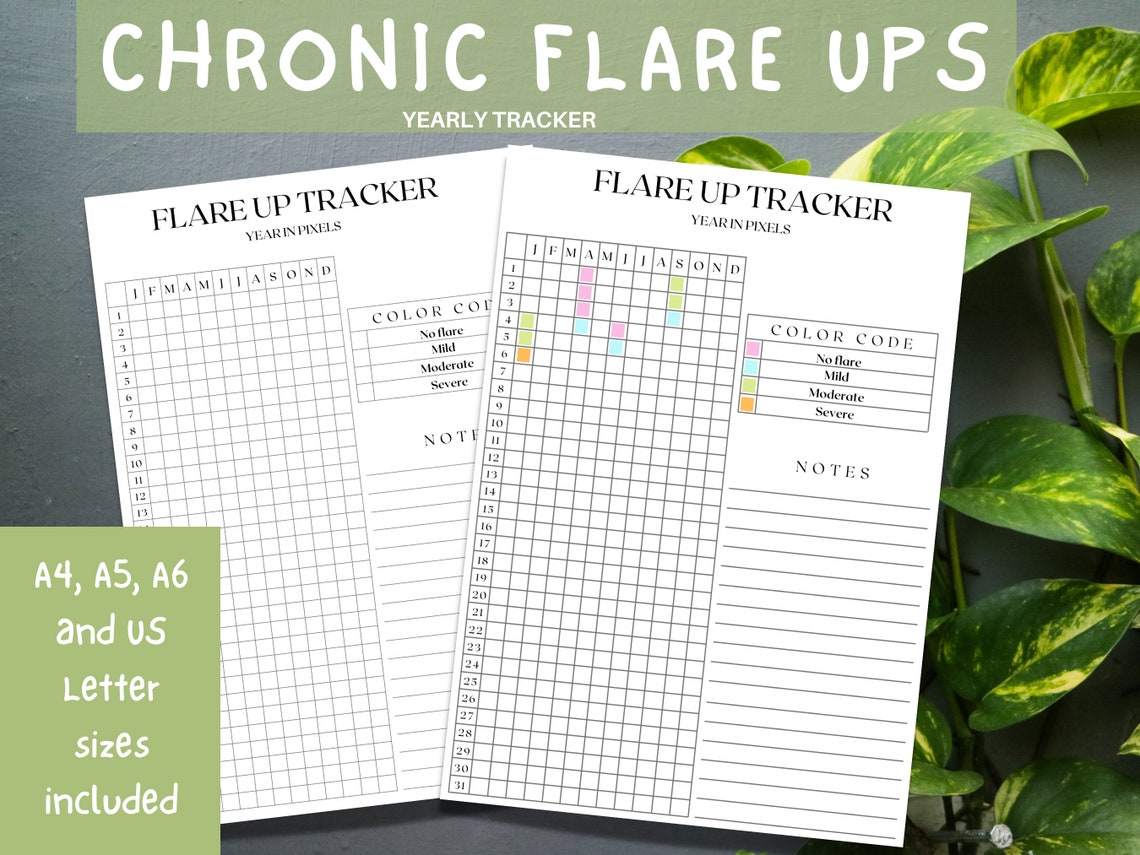 Chronic Illness Flare up Printable Health Symptom Tracker - Etsy