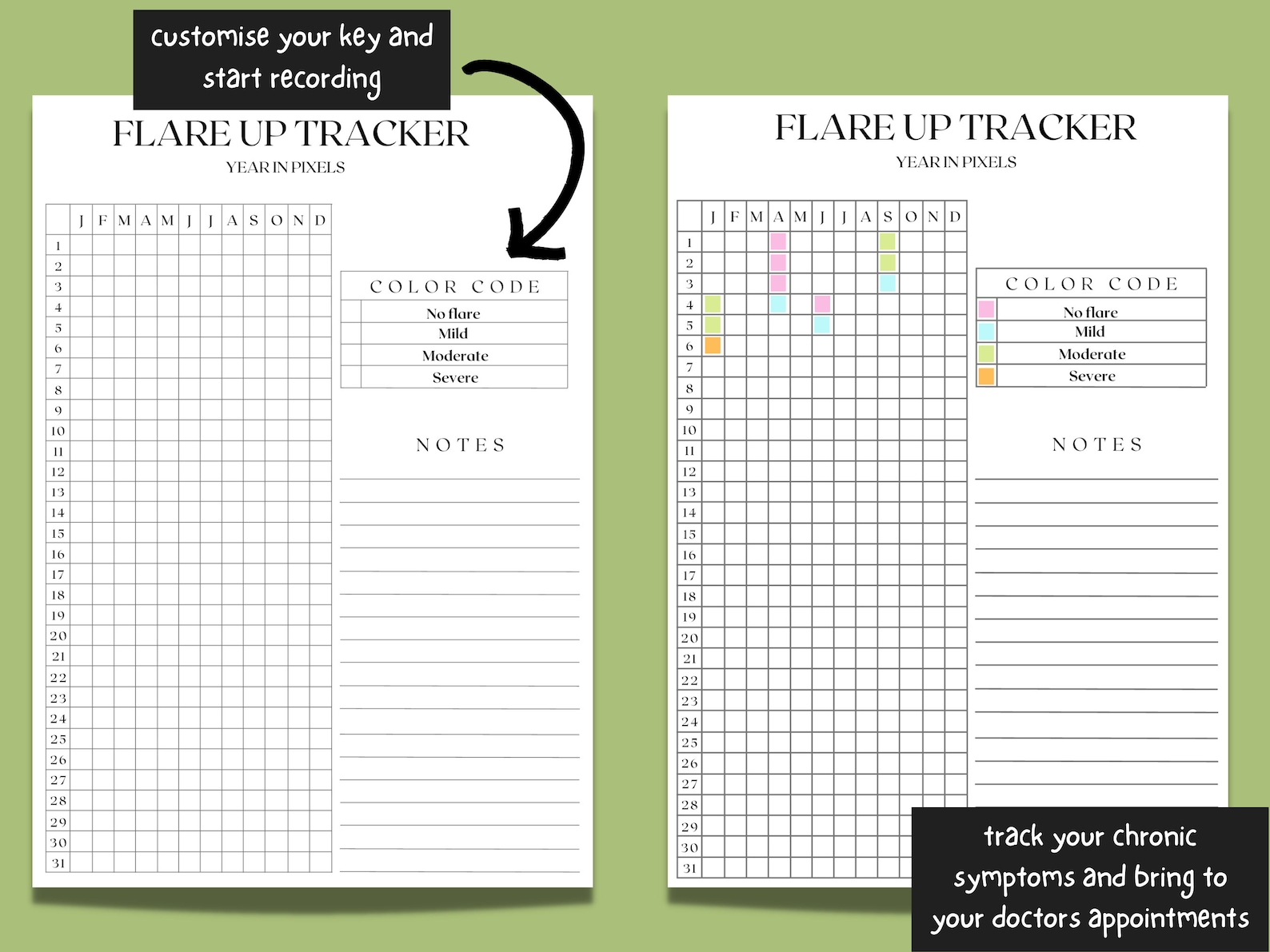 Chronic Illness Flare up Printable Health Symptom Tracker - Etsy
