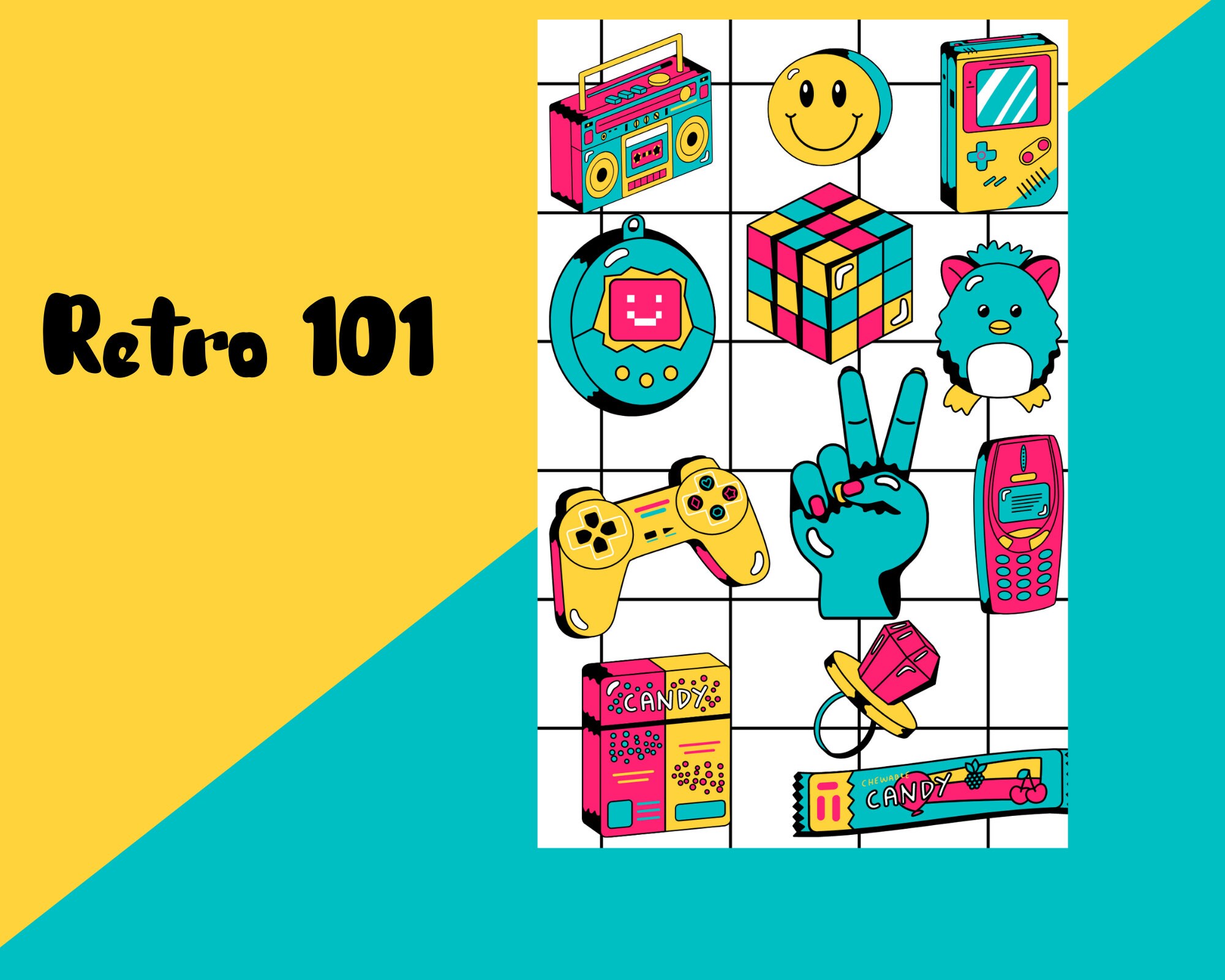 Embellishments Retro Baby 90s Shapes Stickers 006 Papercraft etna.com.pe