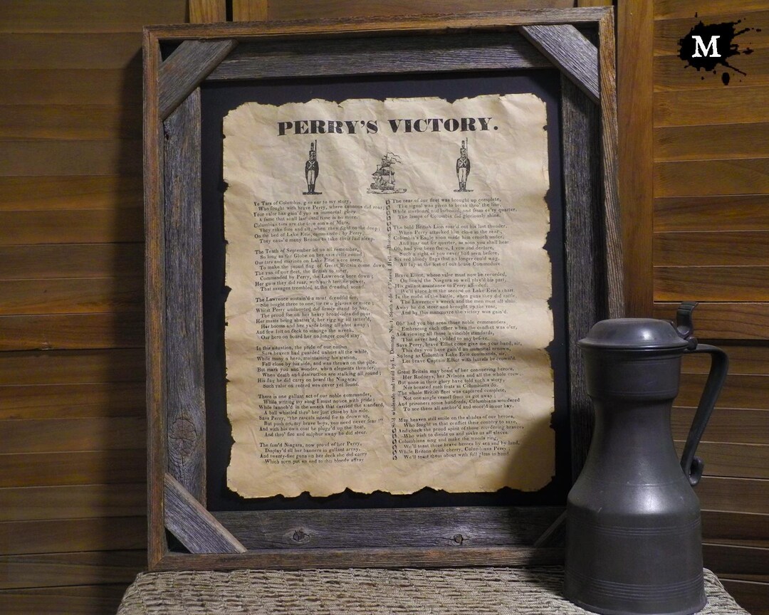 Oliver Hazard Perry Broadside Colonial America Aged Document Frame Not ...