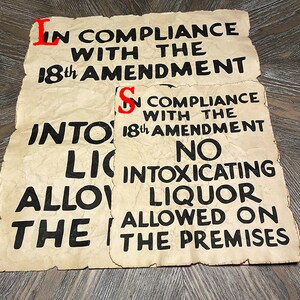 In Compliance 18th Amendment Prohibition Era Poster Aged Document Frame ...