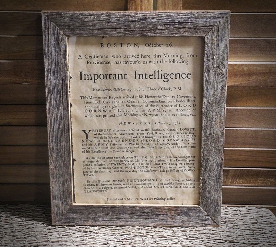Important Intelligence Cornwallis Surrender Colonial America Aged ...