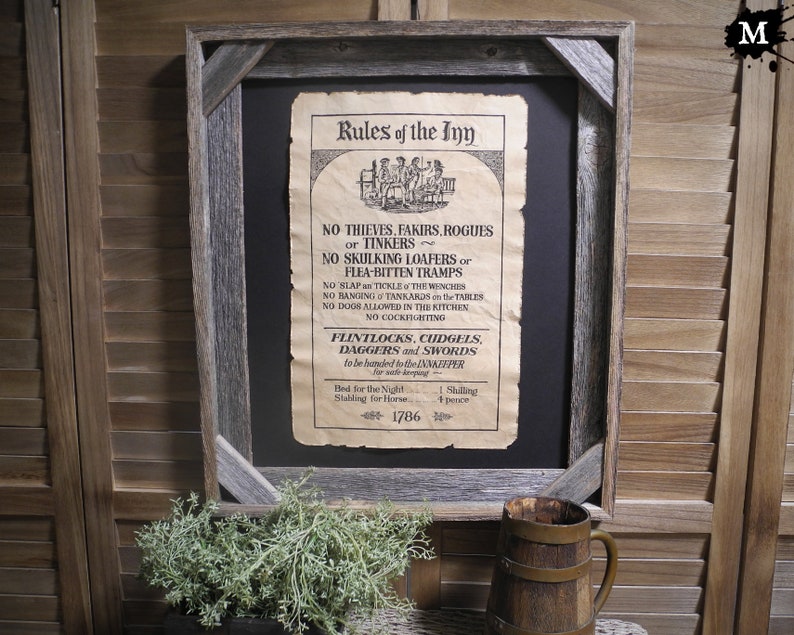 Rules of the Inn Colonial America Aged Document Frame Not Included ...